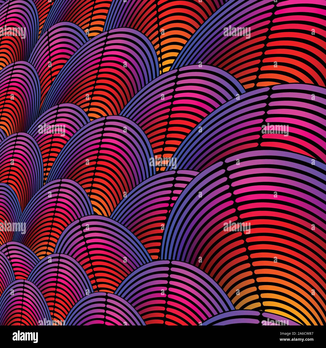 Feather styled background with curved lines styled as exotic bird ...