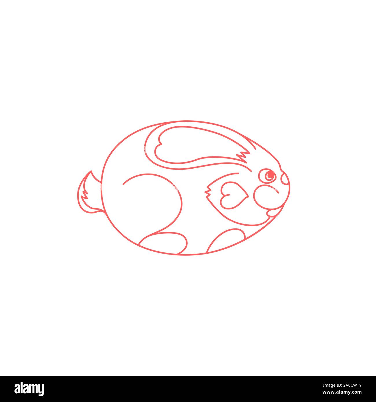 Vector illustration of Easter symbol - red Easter bunny in egg shape ...