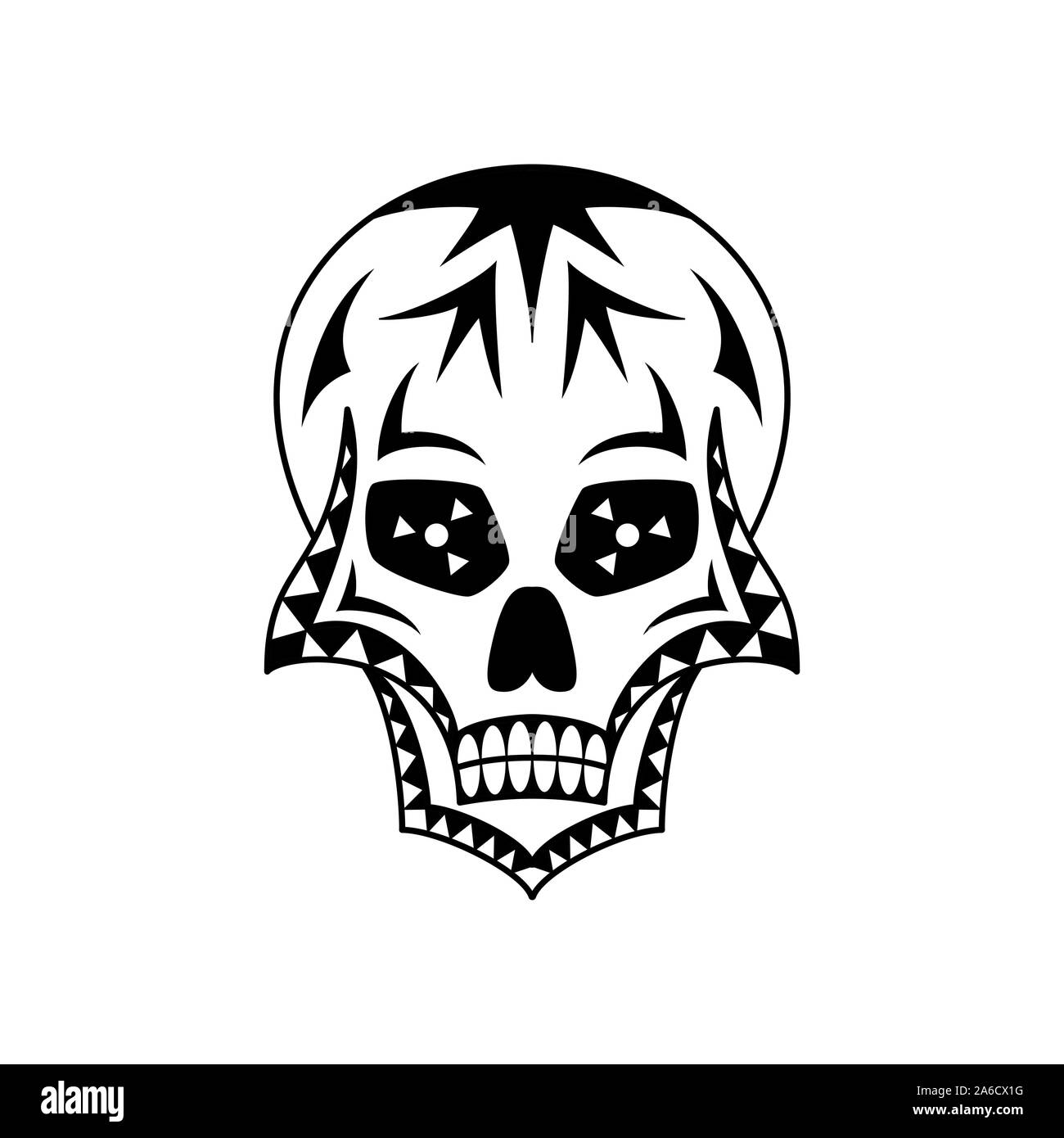 Vector sugar skull with geometric ornament. Tattoo art Stock Vector ...