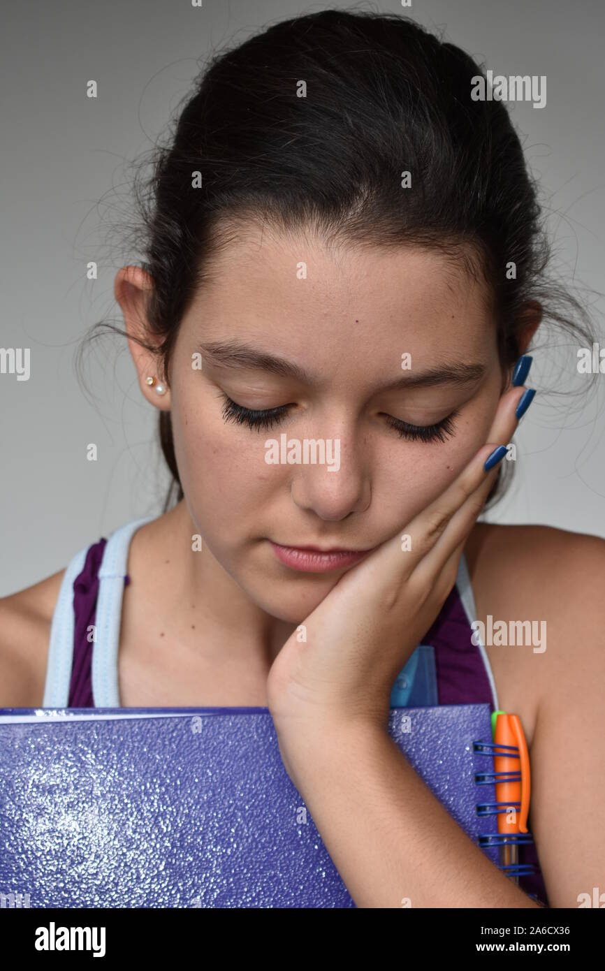 Tired Girl Student Stock Photo - Alamy