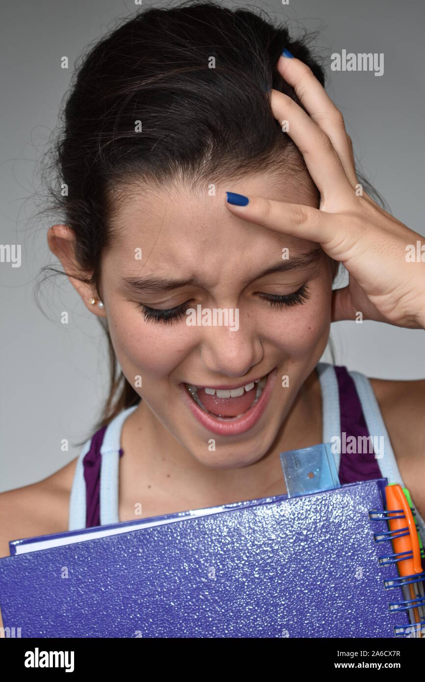An Anxious Girl Student Stock Photo - Alamy