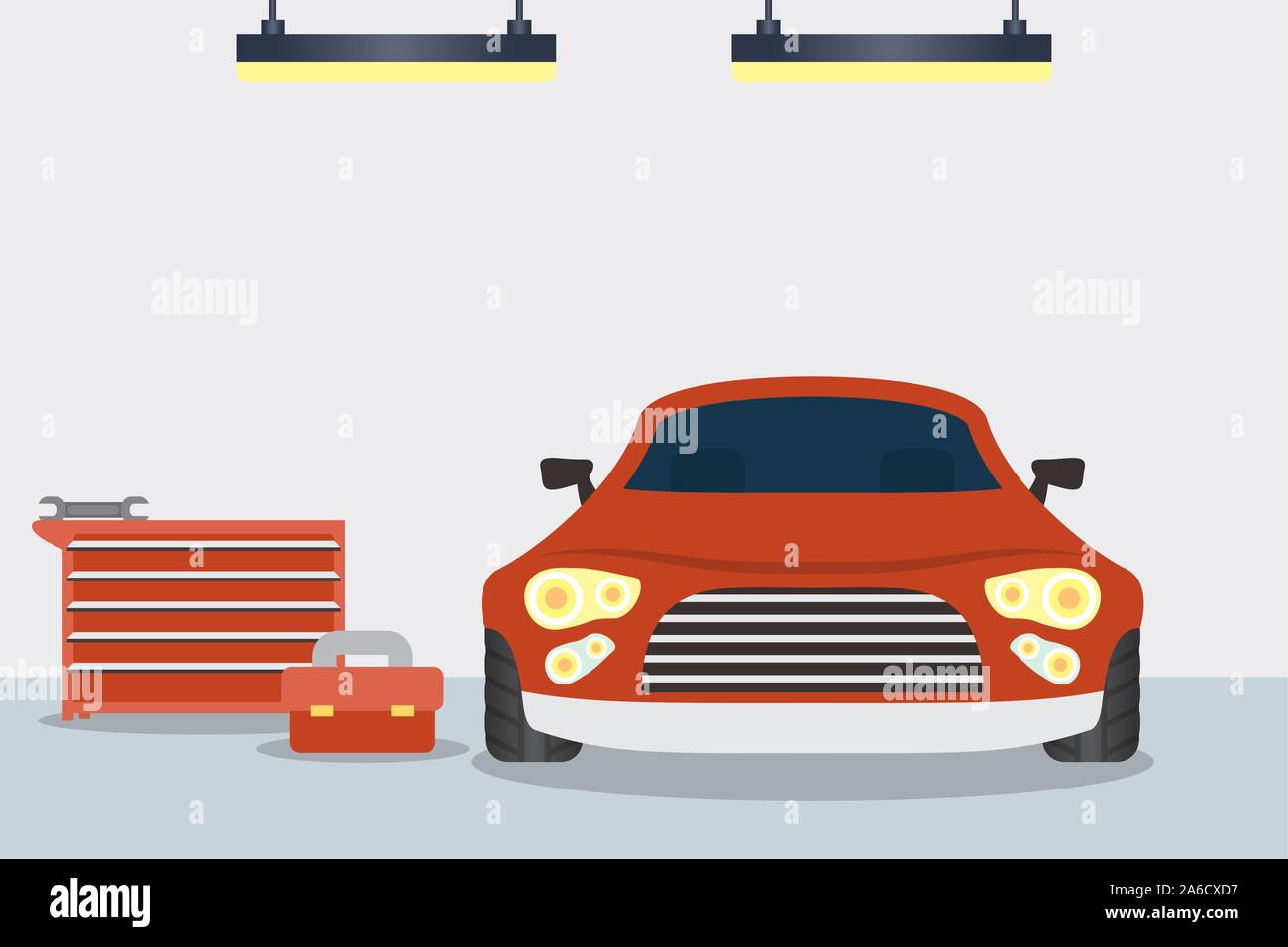 mechanical workshop with car scene Stock Vector Image & Art - Alamy