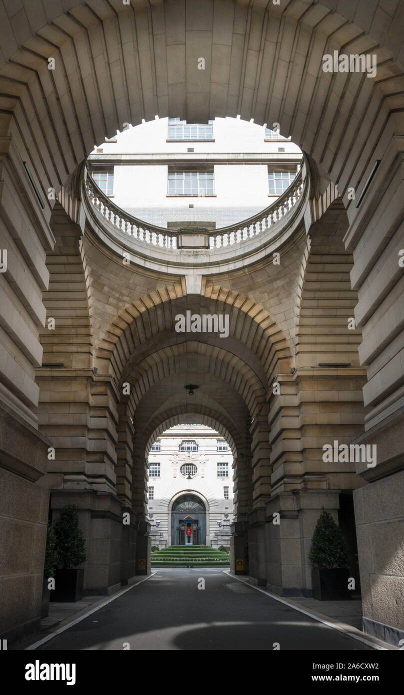 Entrance to the County Hall, former headquarters of the Greater London ...