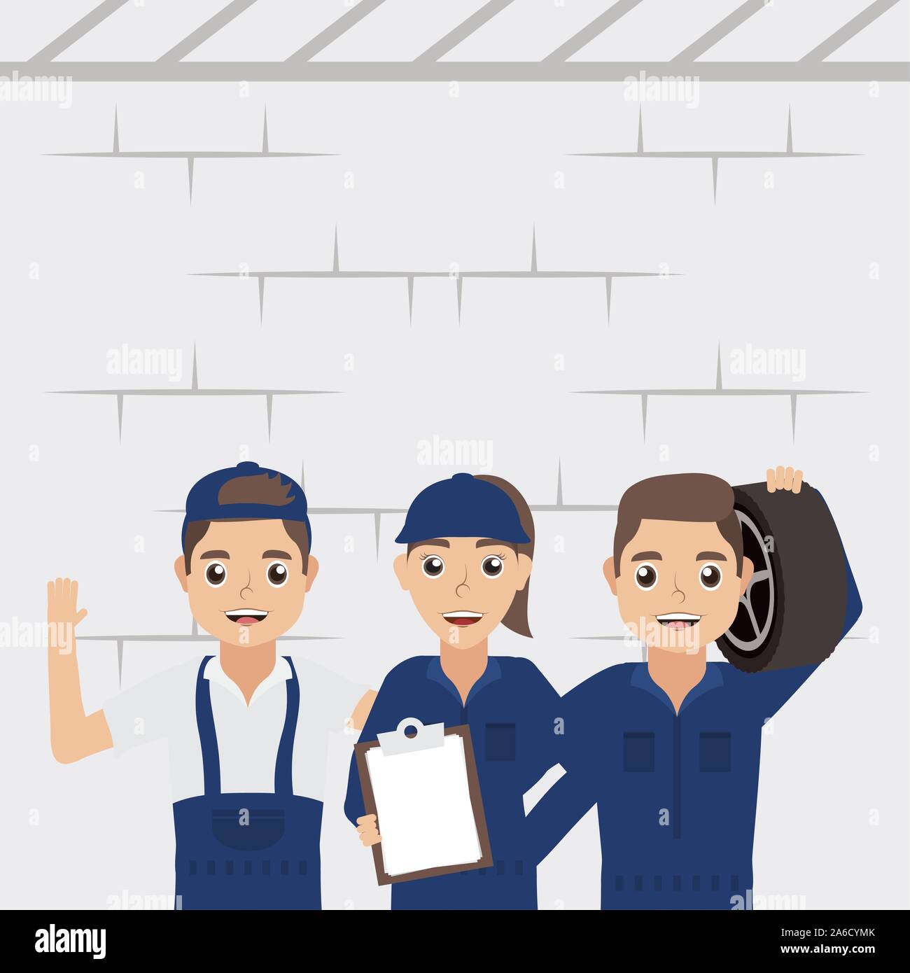 team of mechanics workers characters Stock Vector Image & Art - Alamy