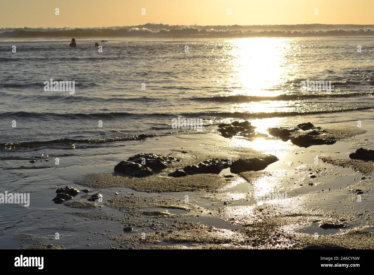 People enjoying Costa Rican beach on Pacific Ocean at sundown Stock ...
