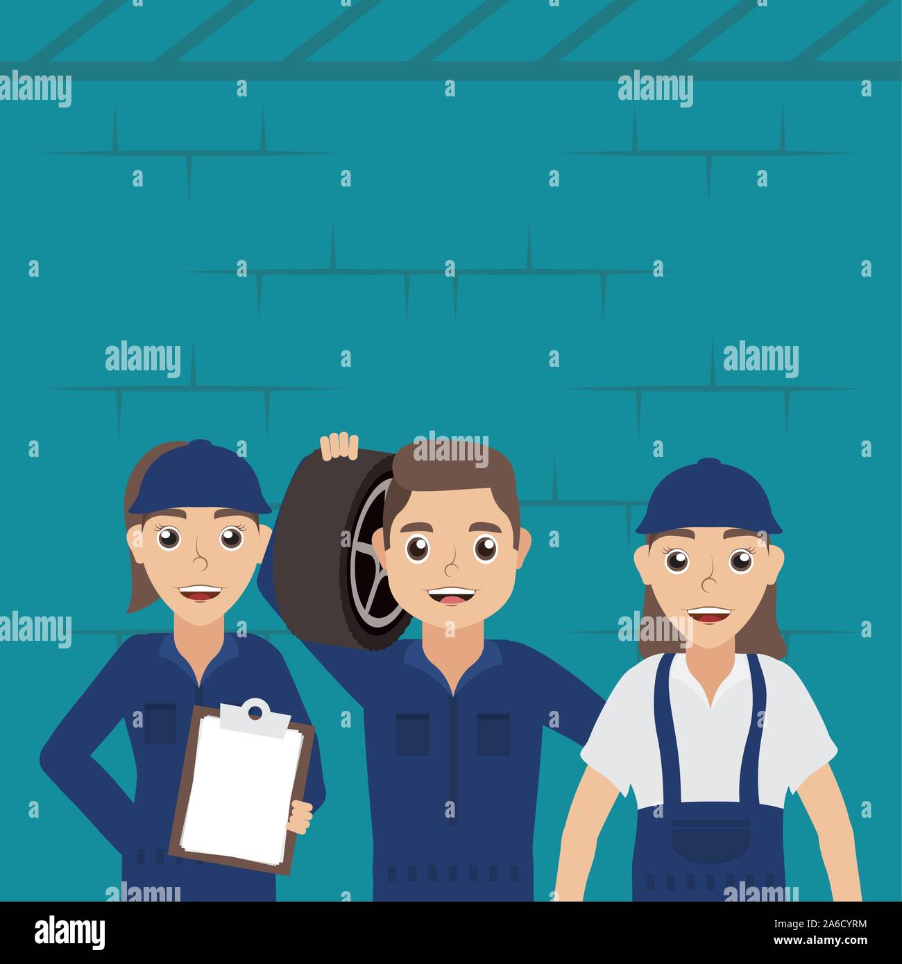 team of mechanics workers characters Stock Vector Image & Art - Alamy