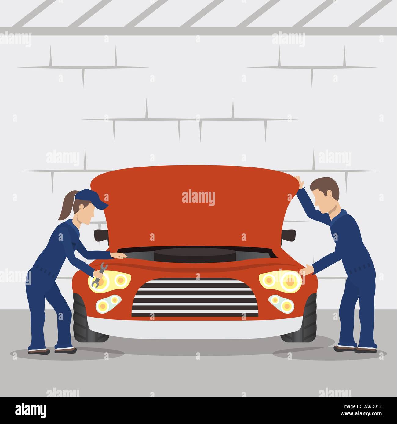 team of mechanics working characters Stock Vector Image & Art - Alamy