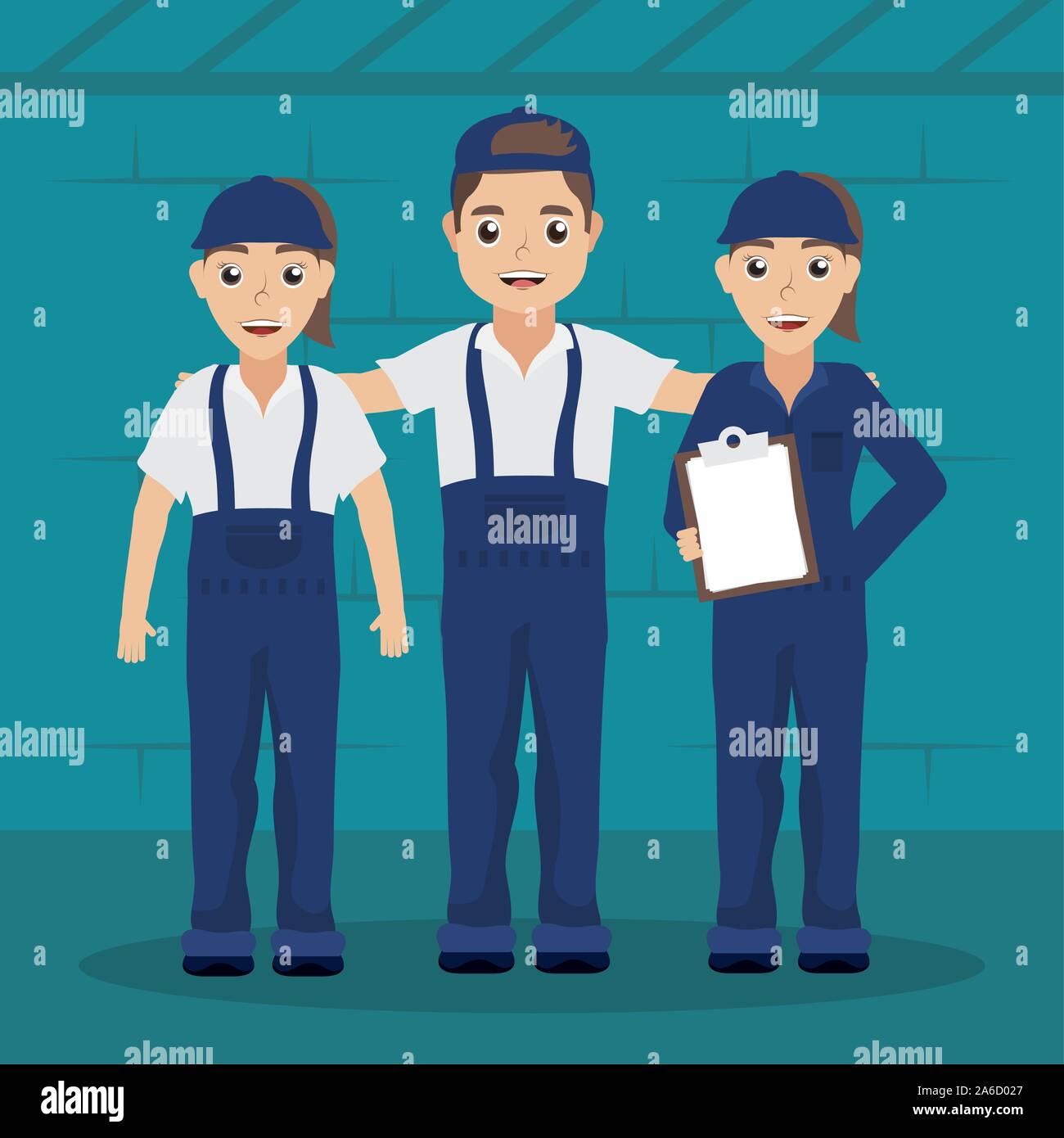 team of mechanics workers characters Stock Vector Image & Art - Alamy