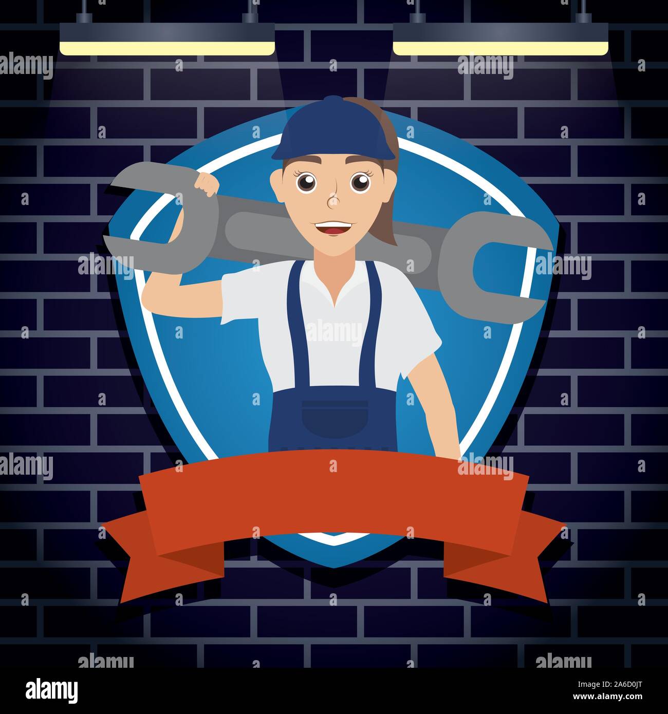 female mechanic worker with wrench character Stock Vector Image & Art ...