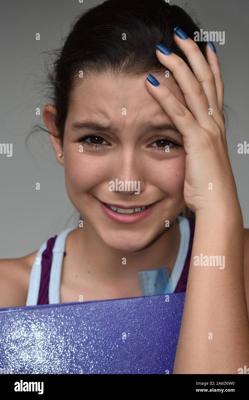 Girl Student And Anxiety Stock Photo - Alamy