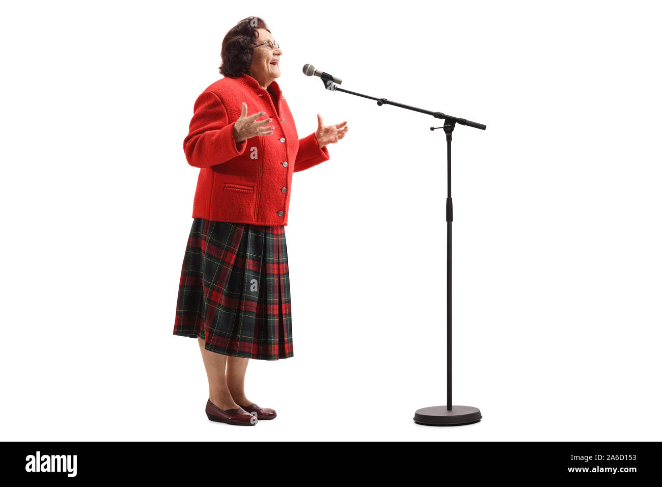 Holding microphone stand Cut Out Stock Images & Pictures - Alamy