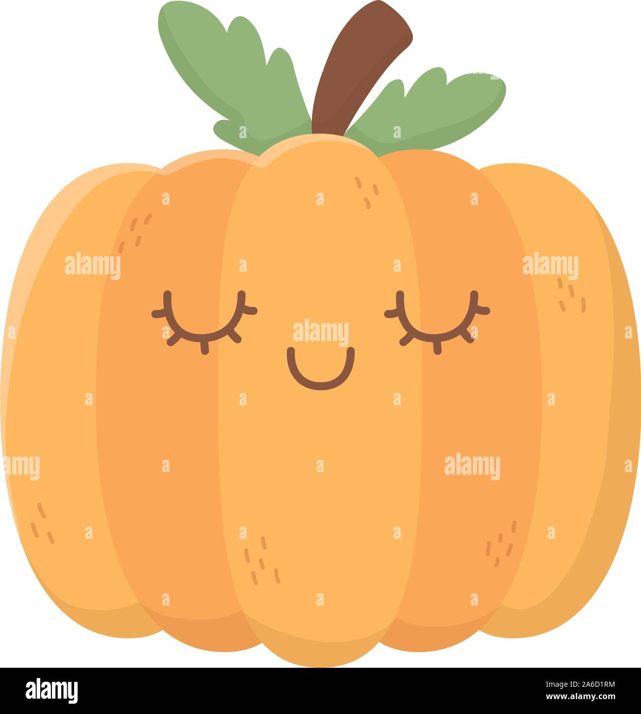 pumpkin close eyes autumn on white background vector illustration Stock ...