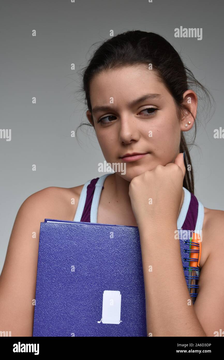 Colombian Girl Student Thinking Stock Photo - Alamy