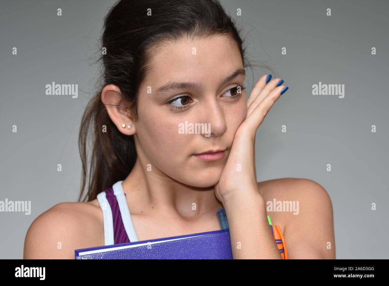 Forgetful Girl Student Stock Photo - Alamy