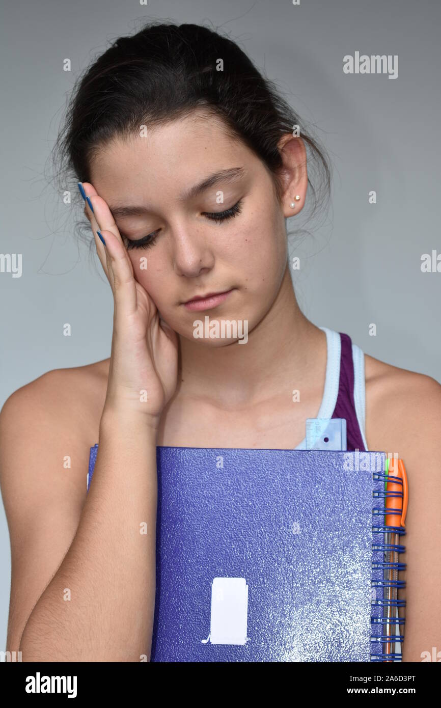 Sleepy Pretty Girl Student Stock Photo - Alamy
