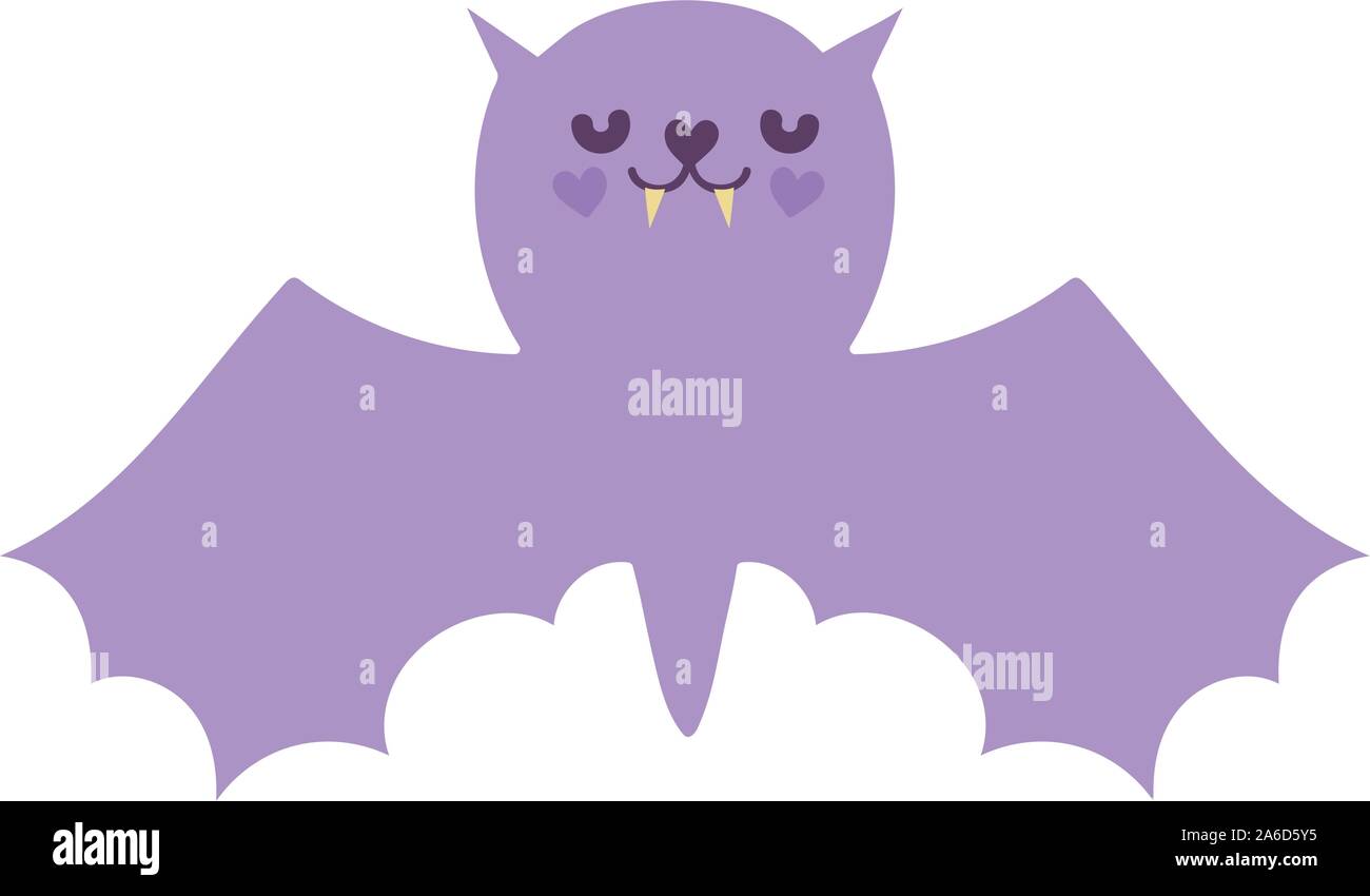 happy halloween celebration purple bat with open wings vector ...