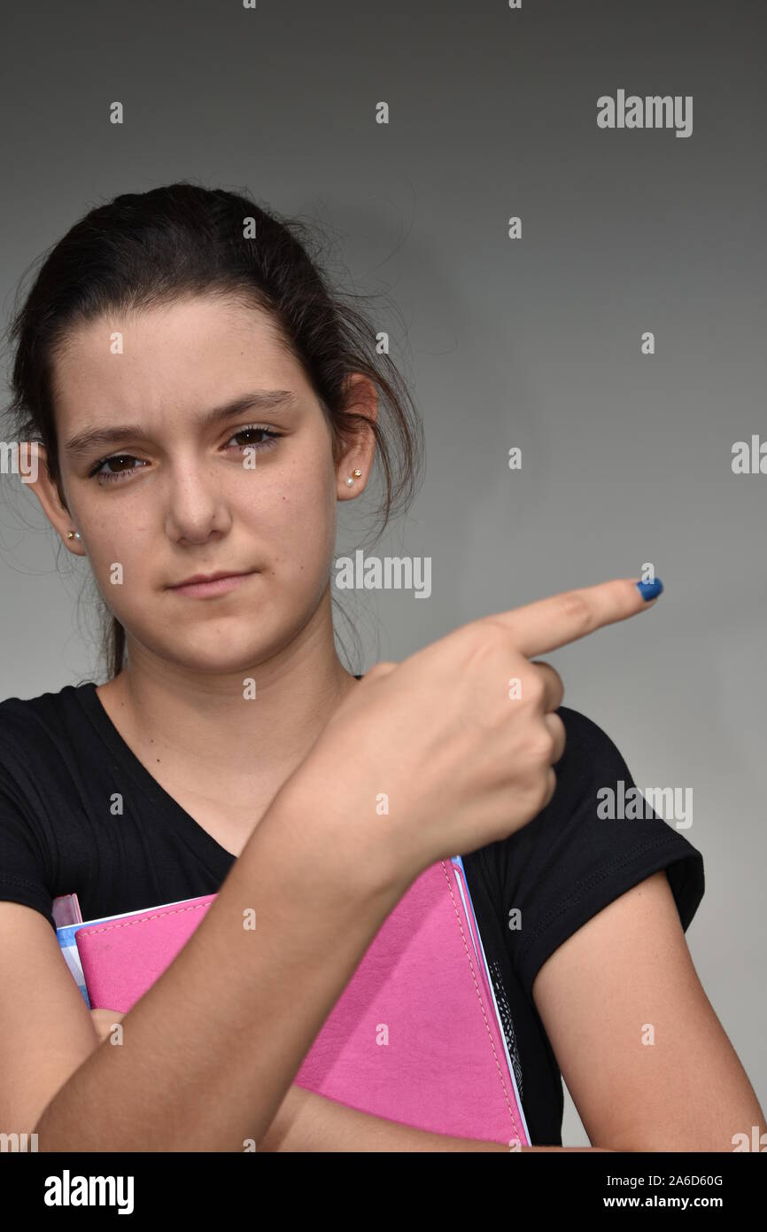 Female Student Pointing Stock Photo - Alamy