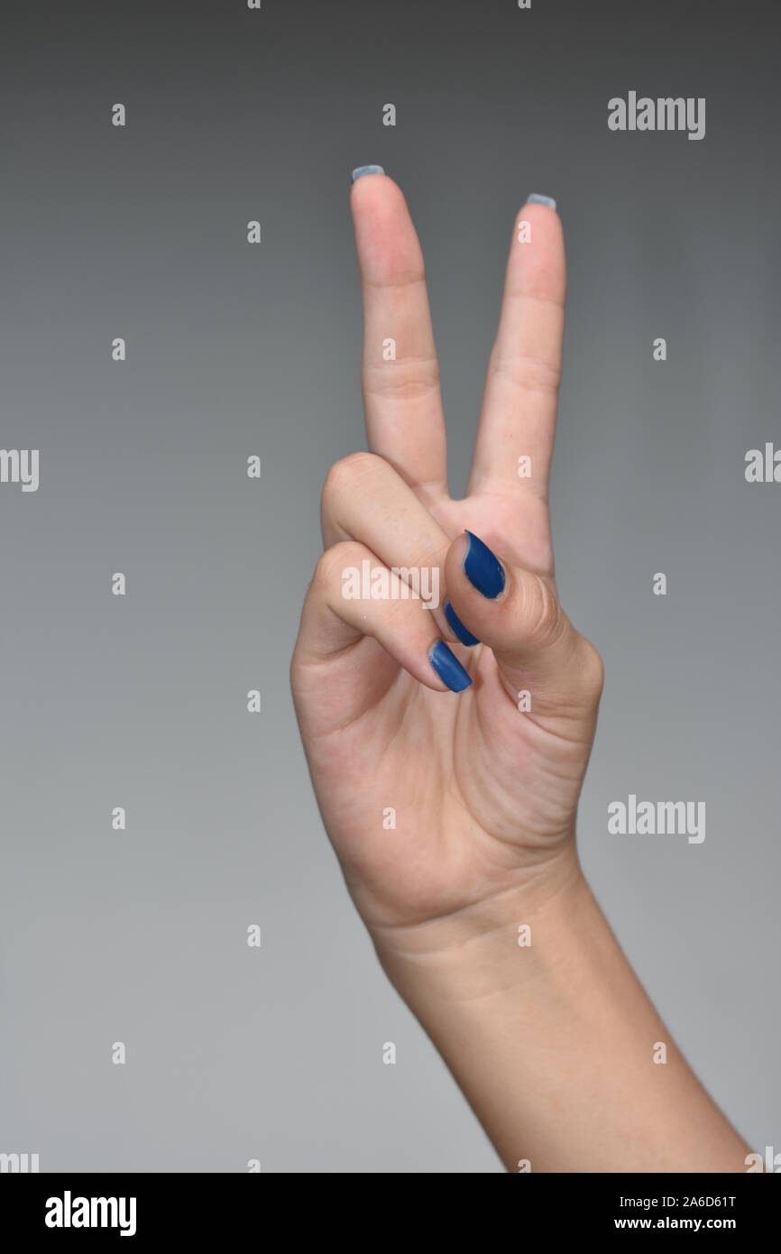 Female Teen Hand Counting Two Stock Photo - Alamy