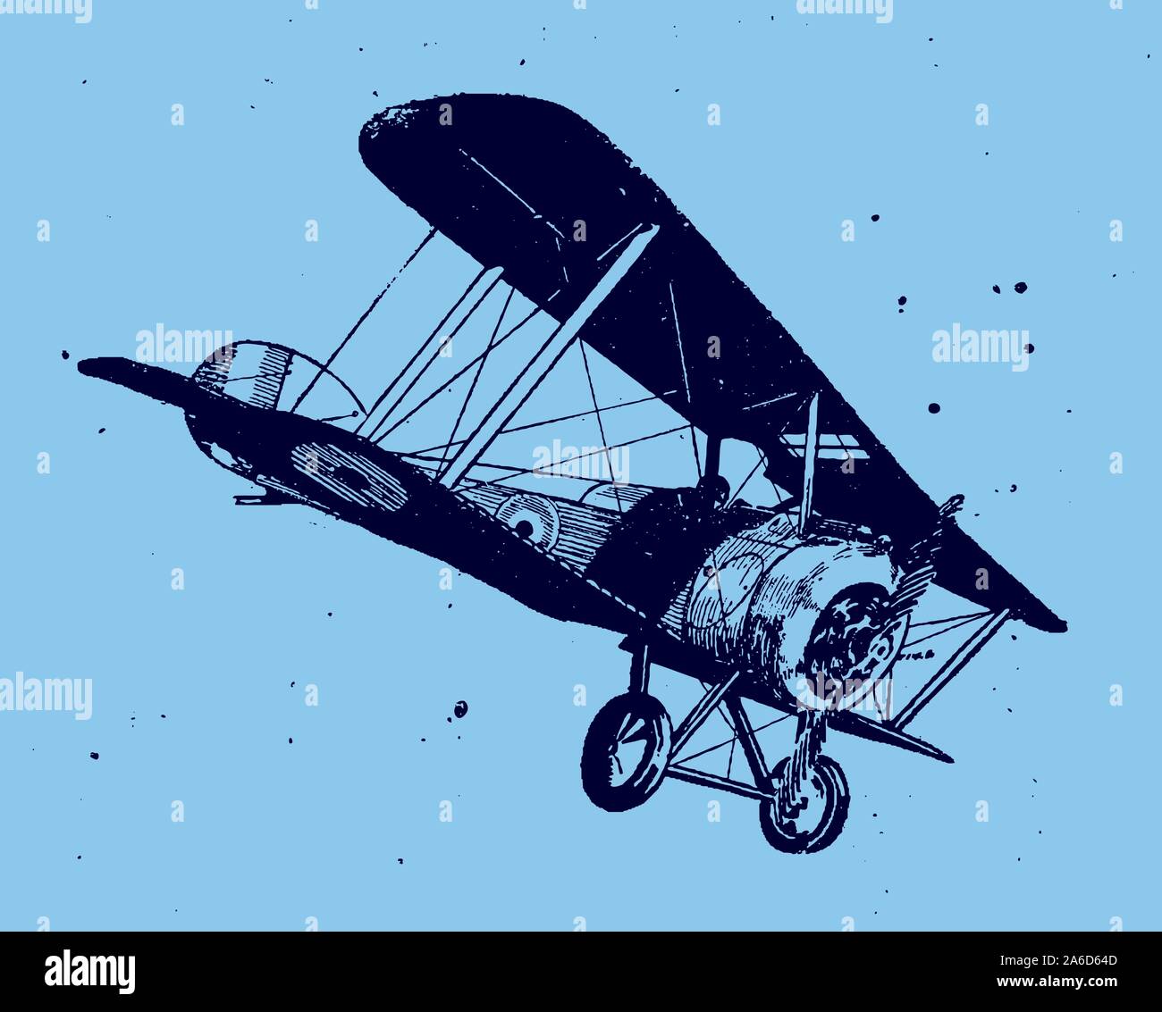 Biplane aircraft descending in sky hi-res stock photography and images ...