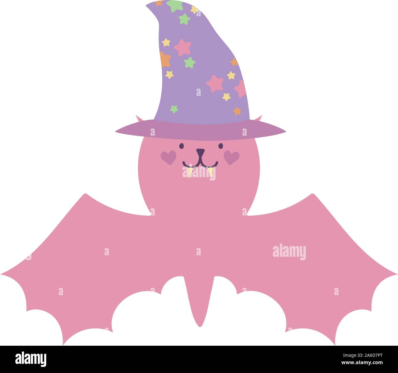 happy halloween celebration cute bat with hat scary vector illustration ...