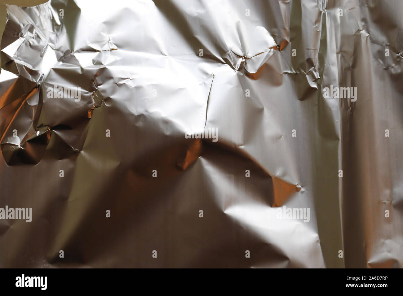 Detailed close up view on a crumpled aluminum foil texture Stock Photo ...