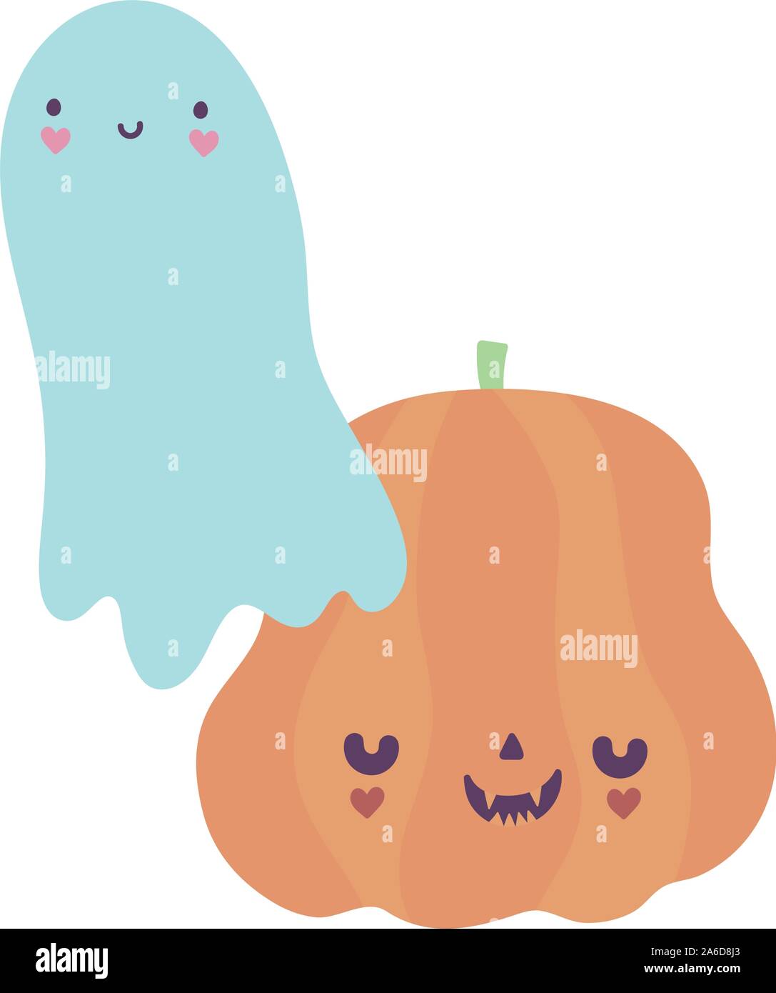 happy halloween celebration creepy pumpkin and ghost decoration vector ...