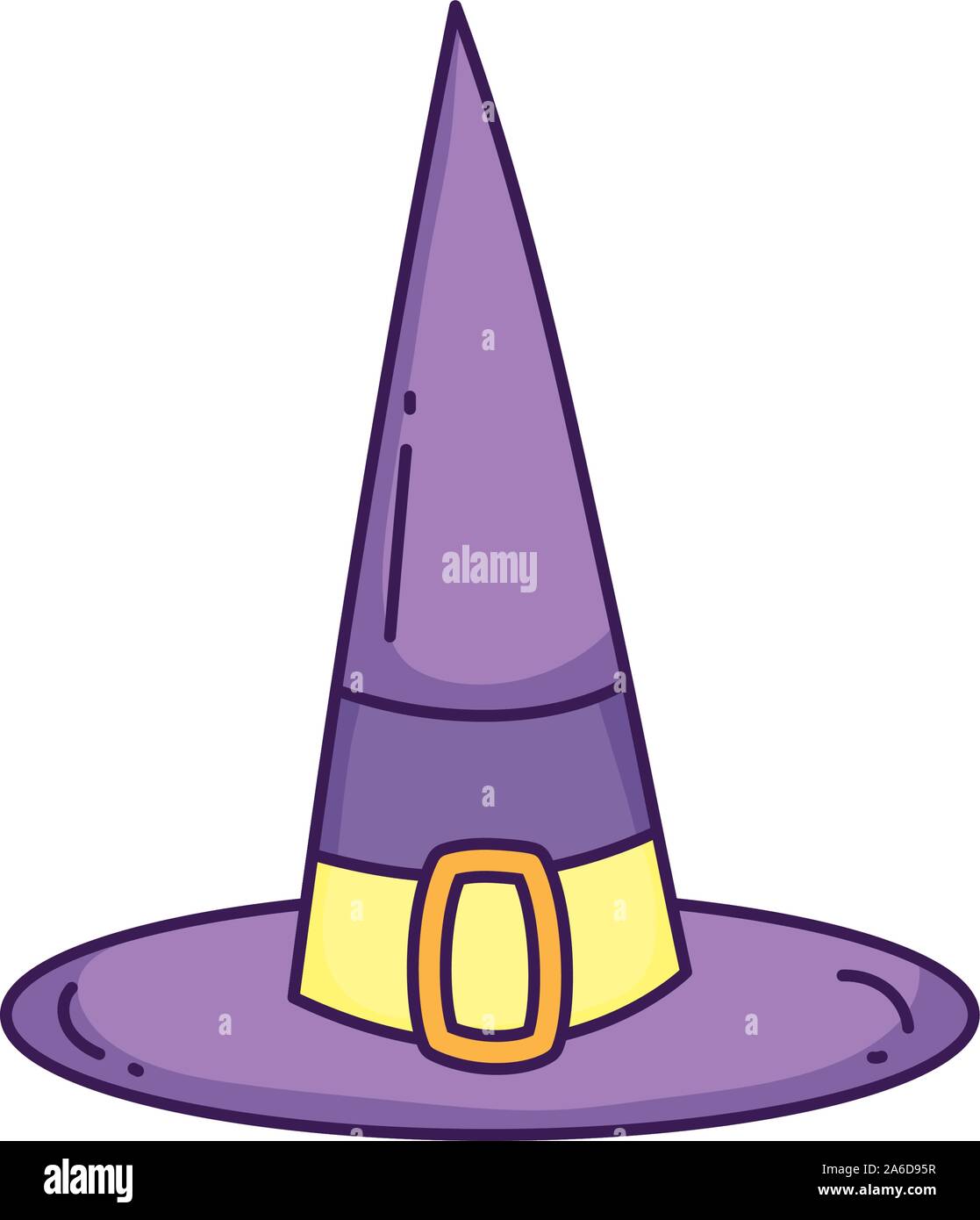 happy halloween celebration purple witch hat vector illustration Stock ...