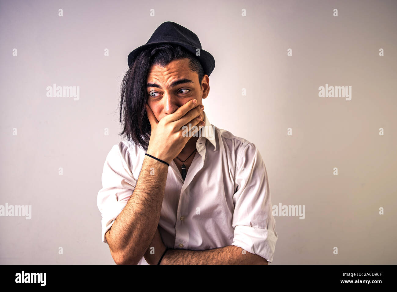 Man looks disgusted when he sees something very unpleasant Stock Photo ...