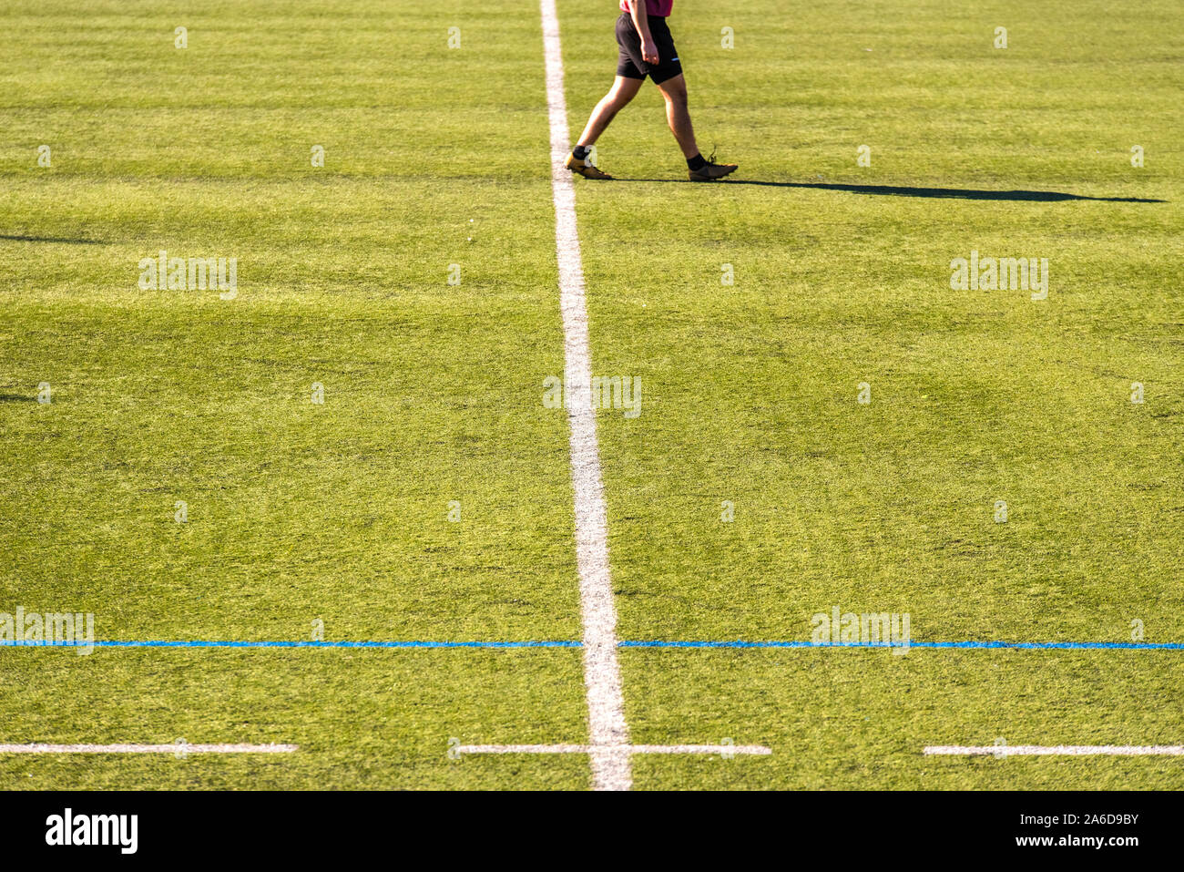 White lines on a playing field with artificial grass Stock Photo - Alamy