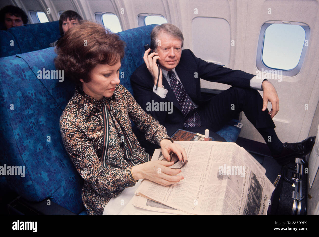 President elect Jimmy Carter and wife Rosalynn, aboard aircraft from ...