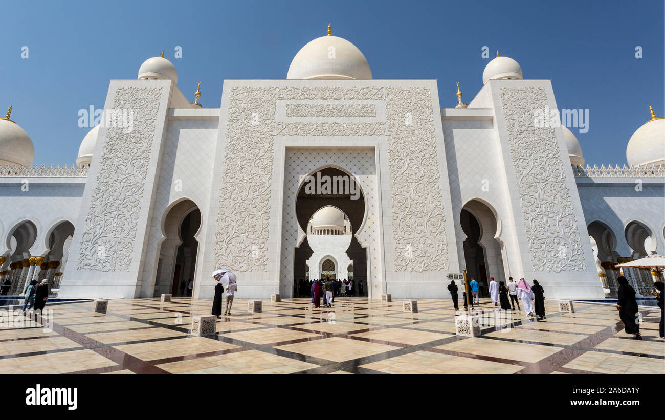 View of the magnificent main entrance with stunning designs carved into ...
