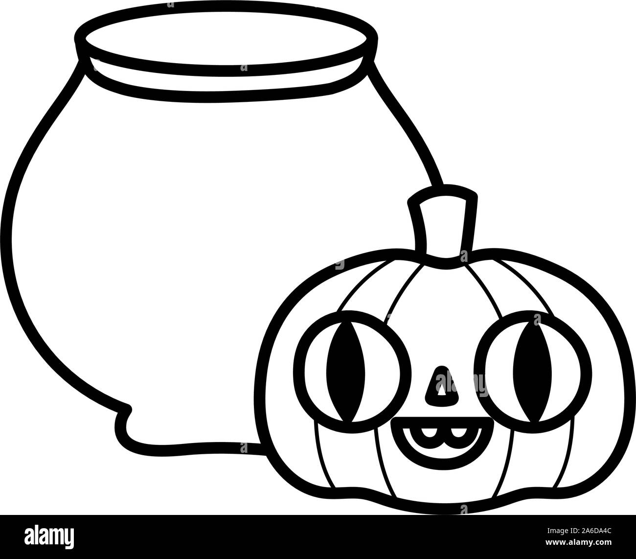 happy halloween celebration pumpkin and spell cauldron vector ...