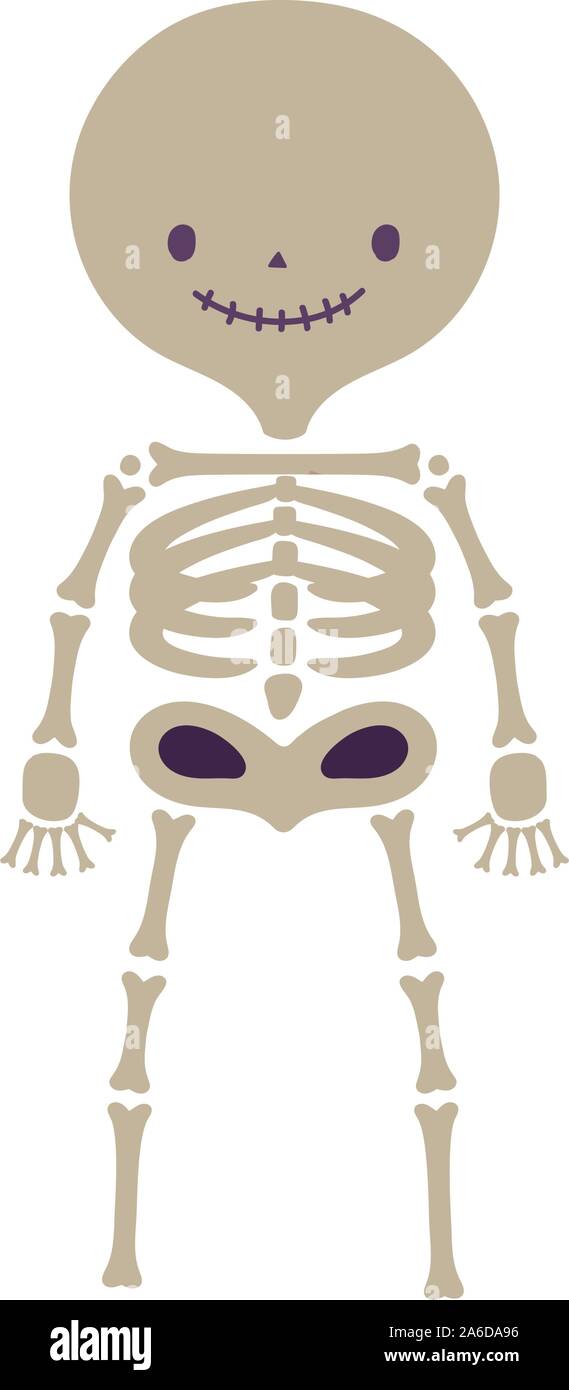 happy halloween celebration skeleton cartoon character vector ...
