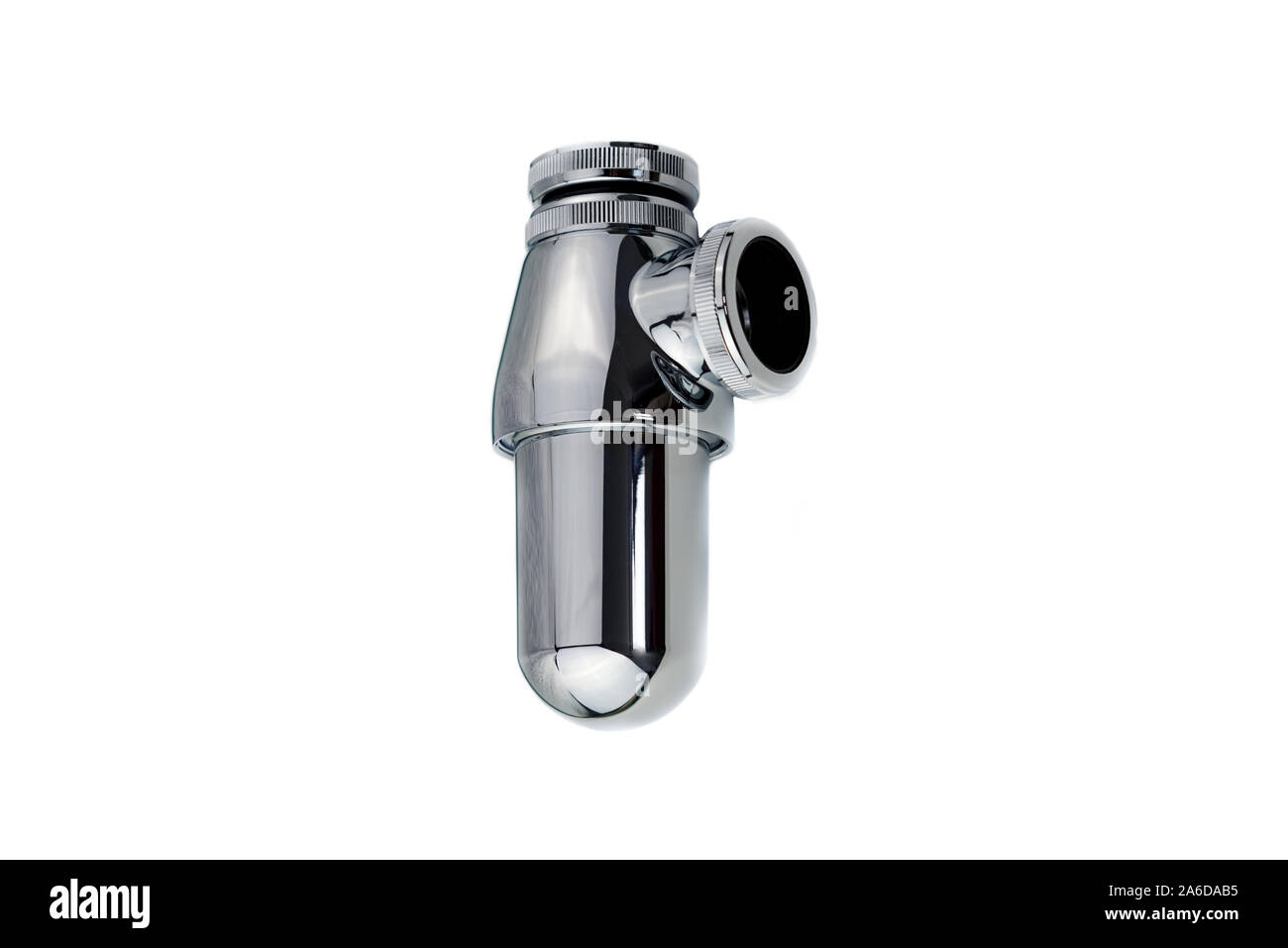 Metal bottle trap chrome plated isolated on white background Stock ...