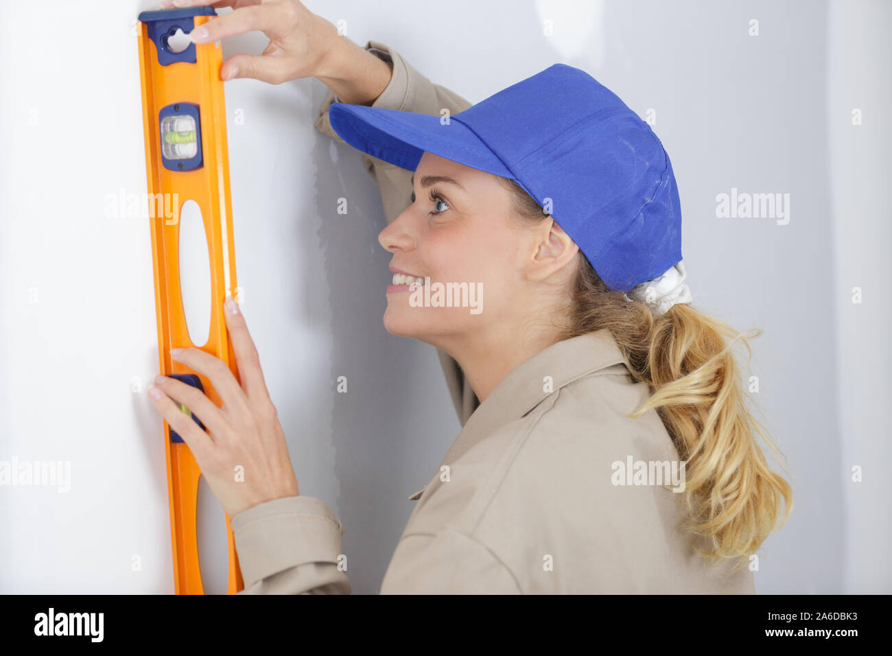 Vertical measure with a spirit level hi-res stock photography and ...