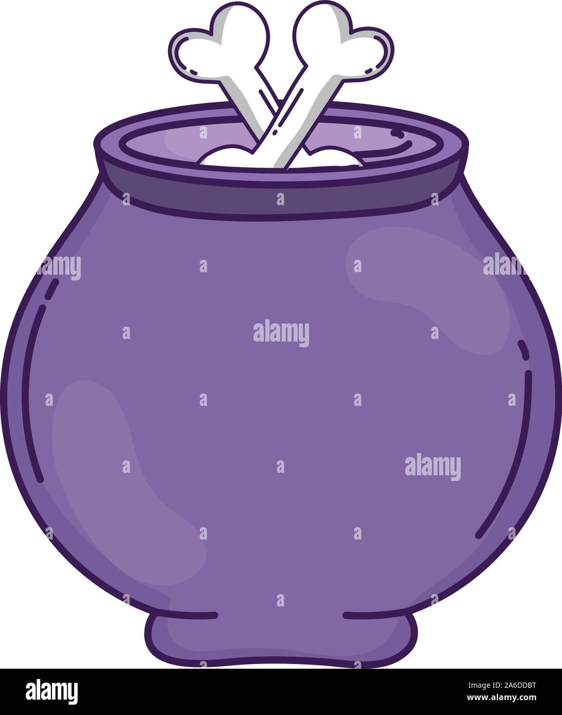 happy halloween celebration potion cauldron with bones vector ...