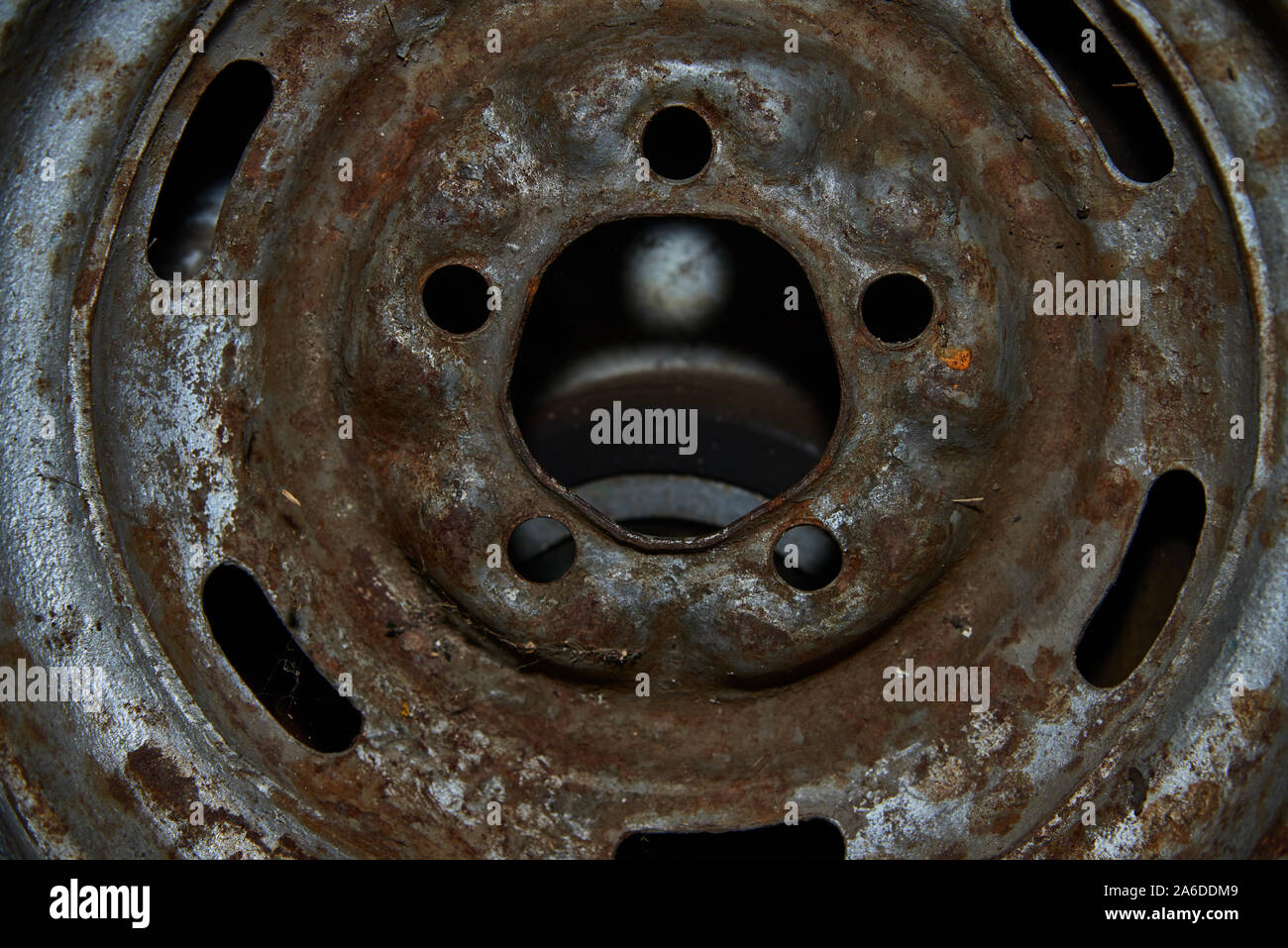 Old rusty wheel rim of old Russian car closeup Stock Photo - Alamy