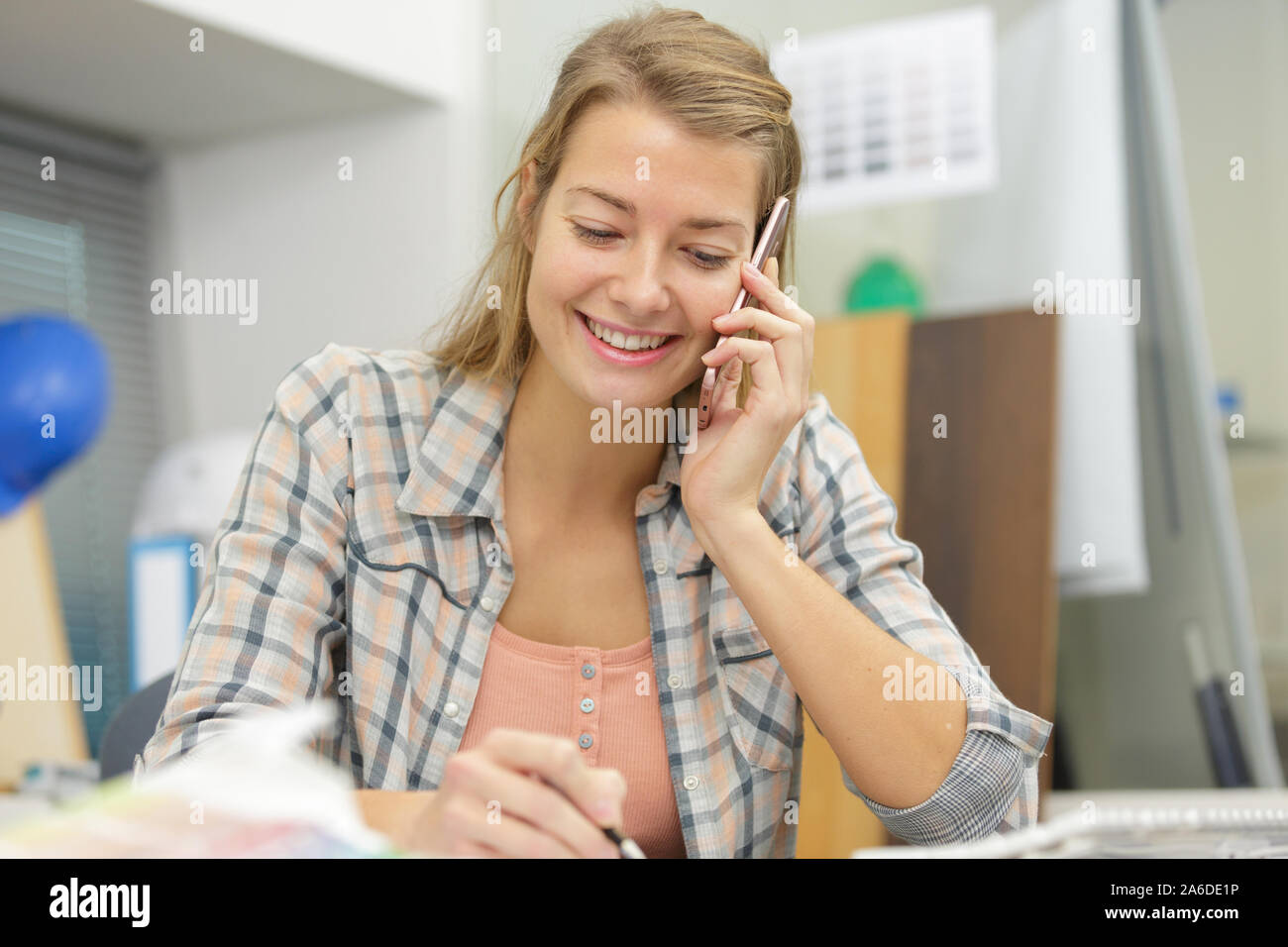 efficient secretary on the phone Stock Photo - Alamy