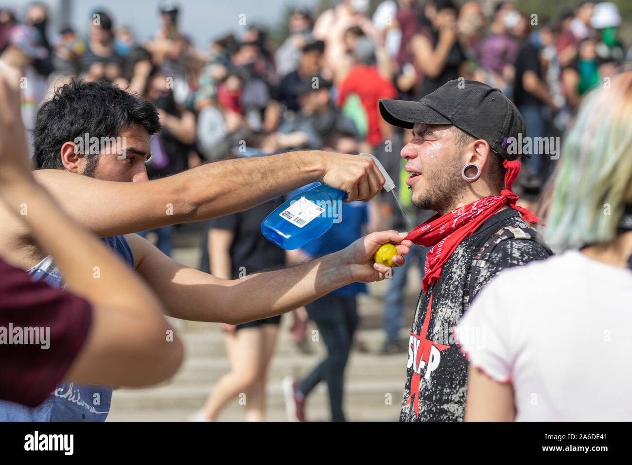 "Santiago de Chile Chile 23/10/2019 People suffering the effects of ...
