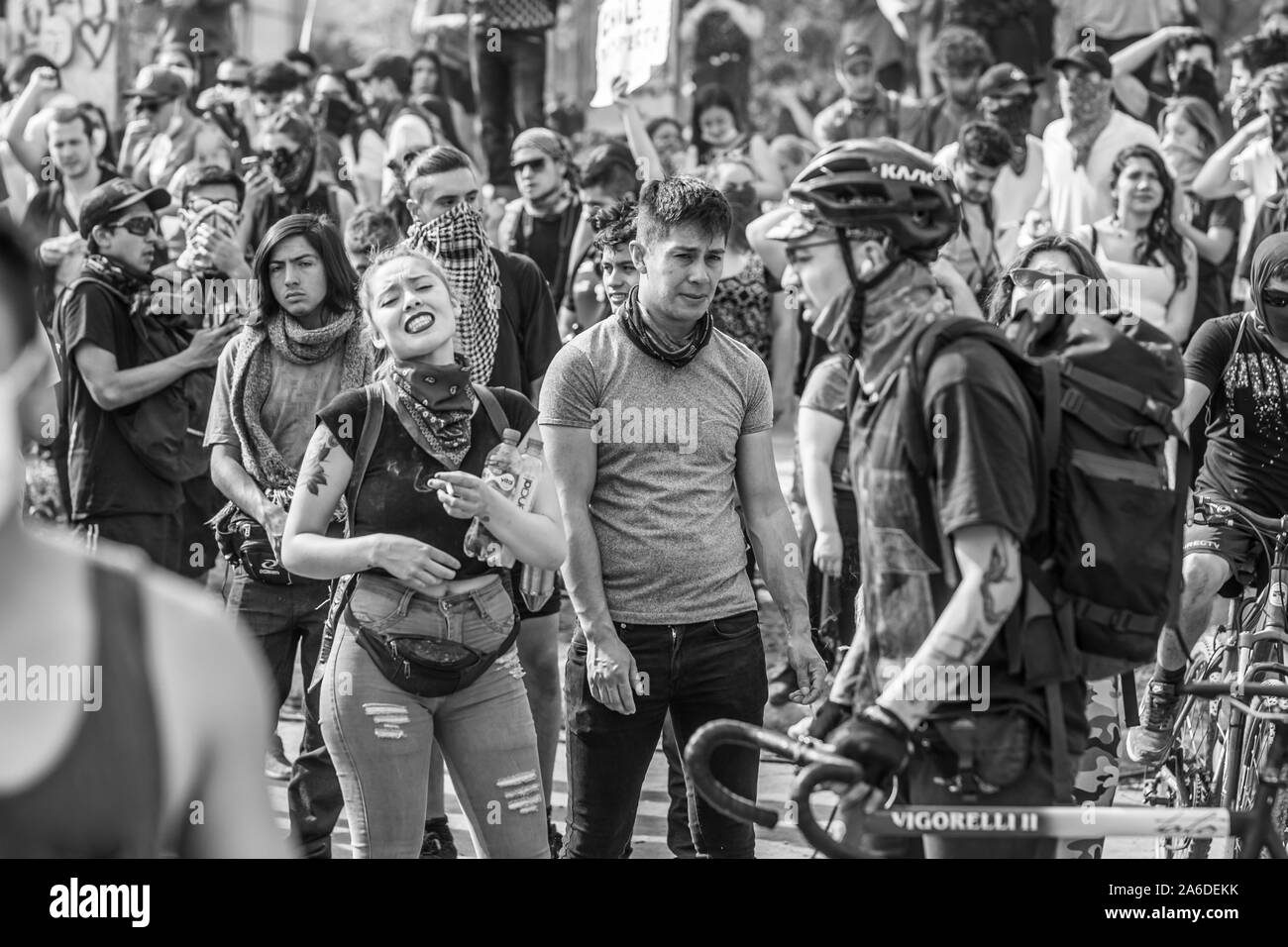 "Santiago de Chile Chile 23/10/2019 People crowds protesting at ...