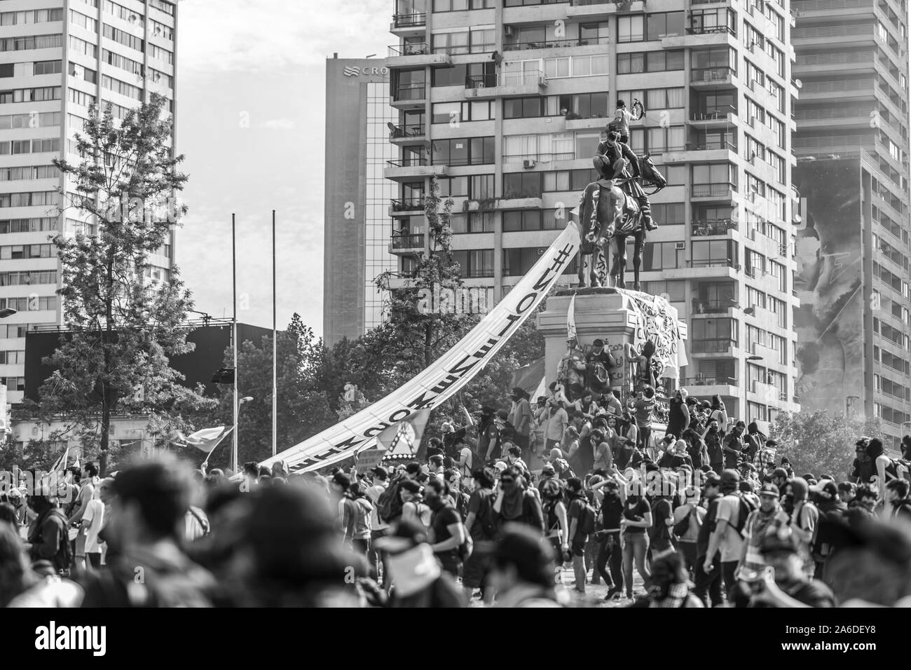 "Santiago de Chile Chile 23/10/2019 People crowds protesting at ...