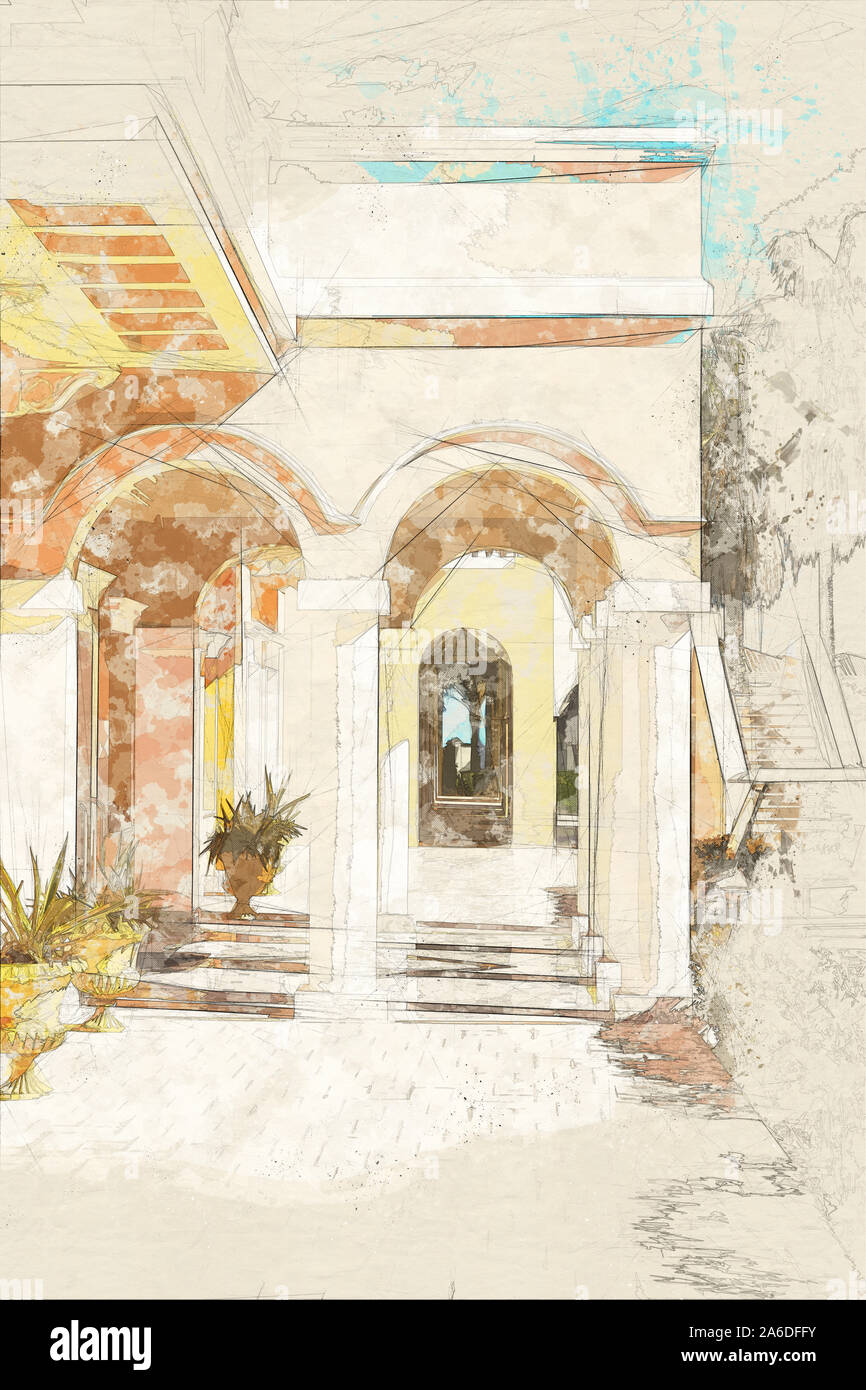 Traditional greek house facade and streets in Greece Stock Photo - Alamy