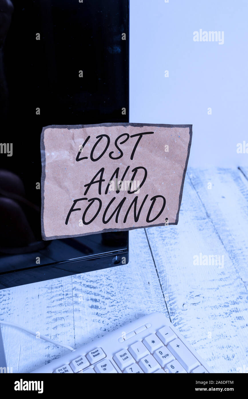 Writing note showing Lost And Found. Business concept for a place where ...