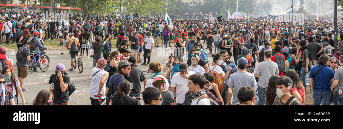 "Santiago de Chile Chile 23/10/2019 People crowds protesting at ...