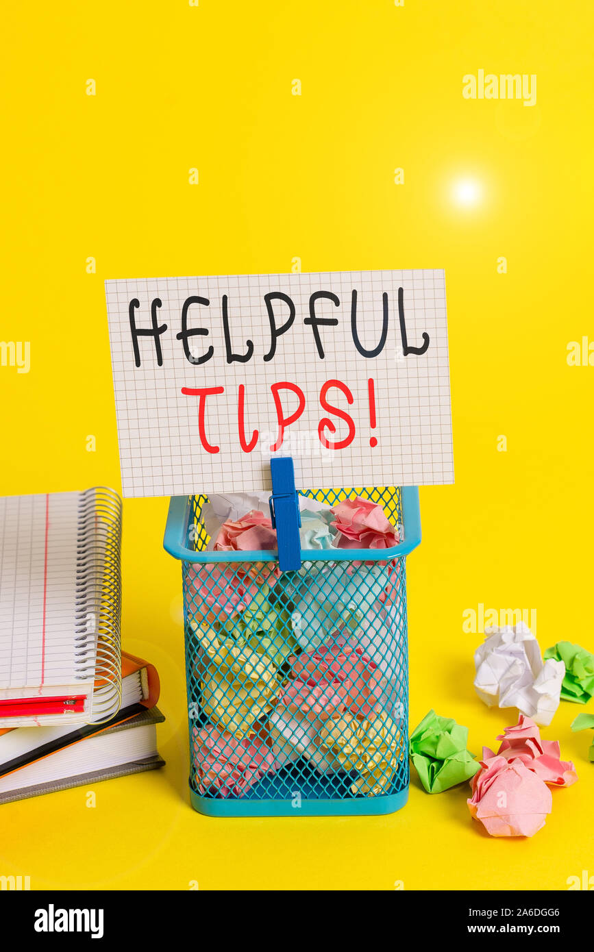 Conceptual hand writing showing Helpful Tips. Concept meaning advices ...
