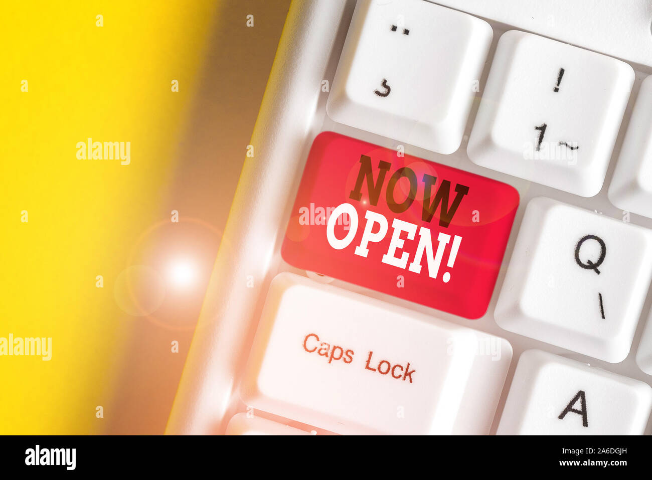 Conceptual hand writing showing Now Open. Concept meaning leave door or ...