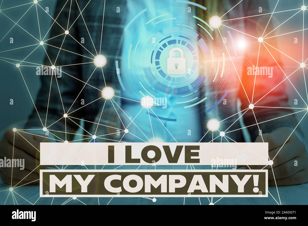 Word writing text I Love My Company. Business photo showcasing tell why ...