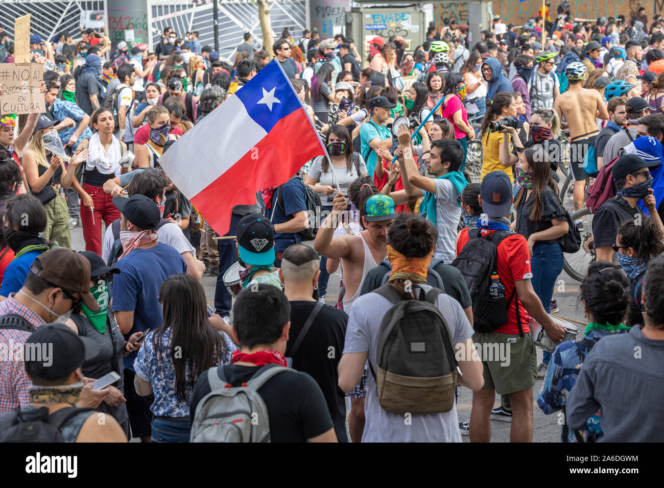 "Santiago de Chile Chile 23/10/2019 People crowds protesting at ...
