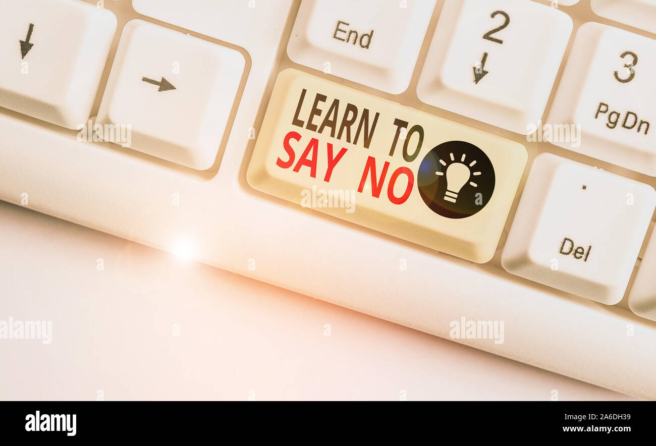 Word writing text Learn To Say No. Business photo showcasing decline or ...