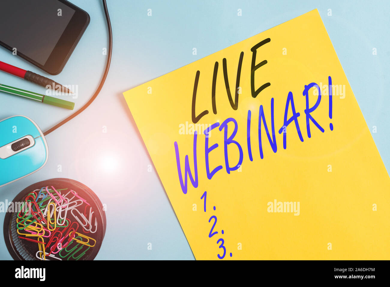 Writing note showing Live Webinar. Business concept for presentation ...